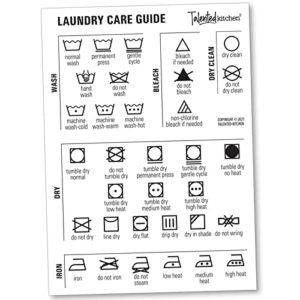 talented kitchen magnetic laundry symbols guide, magnet white vinyl laundry care guide sign for washing, drying, ironing, and dry clean, laundry room (5 x 7 in)