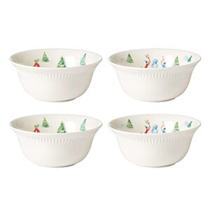 lenox profile snow day 4-piece all-purpose porcelain bowl set, 3.20, white,16 ounce