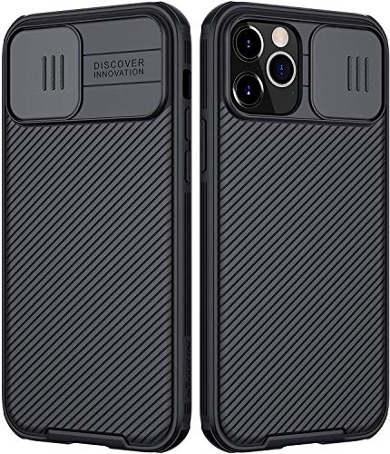 imluckies Compatible with iPhone 12 Pro Max Case with Camera Cover, Hard PC Back & Soft Bumper, Protective & Slim Fit, Camera Protection Case for iPhone 12 Pro Max 6.7" 2020-Black