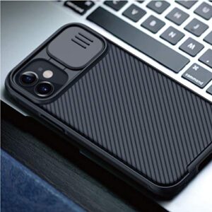 imluckies Compatible with iPhone 12 Pro Max Case with Camera Cover, Hard PC Back & Soft Bumper, Protective & Slim Fit, Camera Protection Case for iPhone 12 Pro Max 6.7" 2020-Black