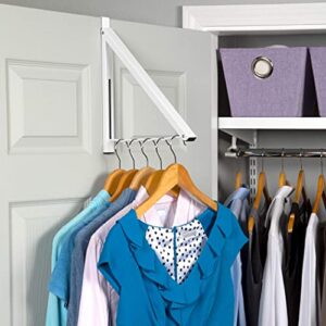 HOLDN’ STORAGE Over Door Hanger - Single Hanger Retractable Collapsible Folding Over The Door Rack Organizer for Clothes & Towels Ideal for Bathrooms, Dorm Rooms Etc.