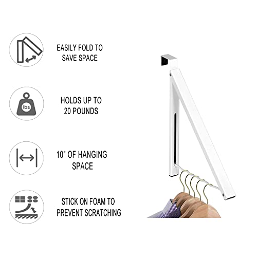 HOLDN’ STORAGE Over Door Hanger - Single Hanger Retractable Collapsible Folding Over The Door Rack Organizer for Clothes & Towels Ideal for Bathrooms, Dorm Rooms Etc.