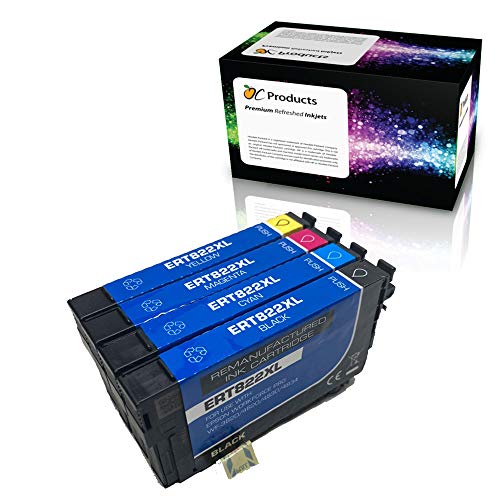 OCProducts Remanufactured Ink Cartridge Replacement for Epson 822 822XL for WF-3820 WF-4820 WF-4830 WF-4834 (4 Pack)