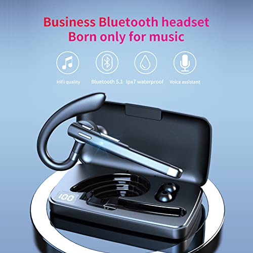 SZYCD Bluetooth Headset, Business Wireless Bluetooth Earpiece V4.1 Hands-Free Earphones with Stereo Noise Canceling Mic, Compatible iPhone Android Cell Phones Driving/Business/Office (Black)