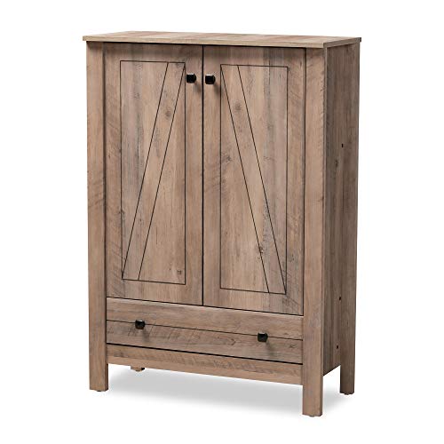 Baxton Studio Derek Shoe Cabinets, One Size, Natural Oak