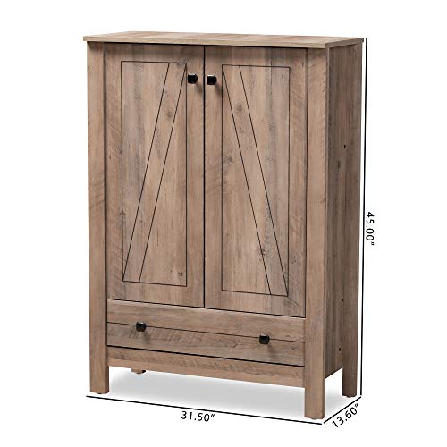 Baxton Studio Derek Shoe Cabinets, One Size, Natural Oak