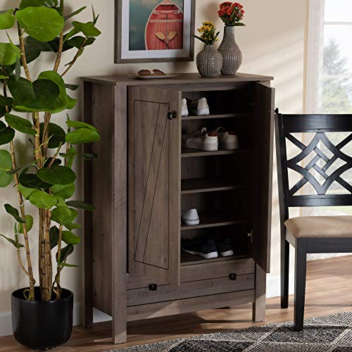 Baxton Studio Derek Shoe Cabinets, One Size, Natural Oak