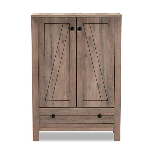 Baxton Studio Derek Shoe Cabinets, One Size, Natural Oak