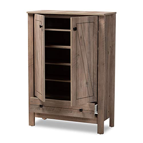 Baxton Studio Derek Shoe Cabinets, One Size, Natural Oak