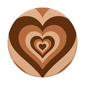 Love Heart Coffee Latte Brown Pattern Valentines Cutesy Gift PopSockets PopGrip: Swappable Grip for Phones & Tablets