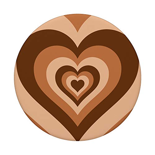 Love Heart Coffee Latte Brown Pattern Valentines Cutesy Gift PopSockets PopGrip: Swappable Grip for Phones & Tablets