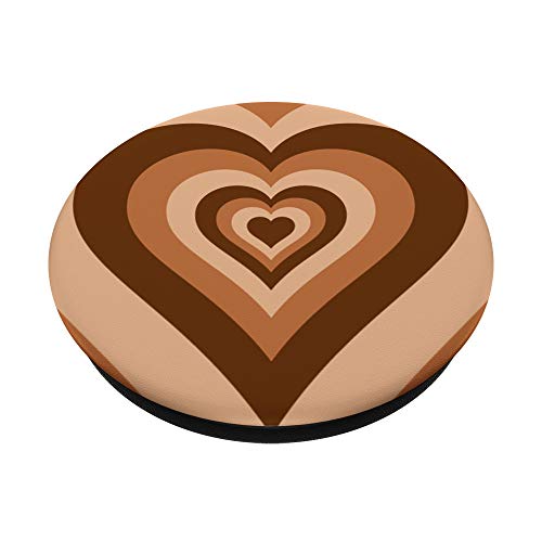 Love Heart Coffee Latte Brown Pattern Valentines Cutesy Gift PopSockets PopGrip: Swappable Grip for Phones & Tablets