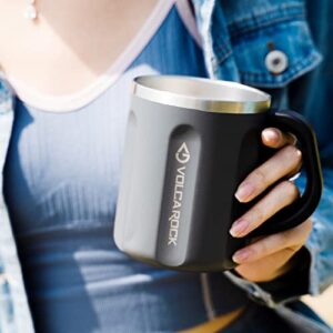 VOLCAROCK Camping Mug with Lid and Handle, 16oz Insulated Stainless Steel Coffee Travel Mug, BPA Free Coffee Mug, Perfect for Hot & Cold Drinks (Grey)