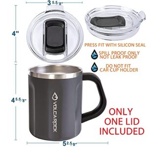 VOLCAROCK Camping Mug with Lid and Handle, 16oz Insulated Stainless Steel Coffee Travel Mug, BPA Free Coffee Mug, Perfect for Hot & Cold Drinks (Grey)