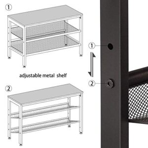 HOOBRO Hall Tree and Shoe Bench Bundle, Coat Rack Shoe Bench, 3-Tier Shoe Rack, Industrial Shoe Storage Unit Flat & Slant Adjustable Shoe Organizer Shelf