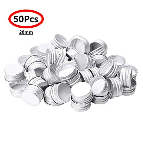 Aislor Aluminum Tins Cans Screw Top Round Steel tins Cans with Screw Lid Screw Lid Containers Cap Lid Silver 28mm