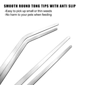 Longjet Feeding Tongs, 2 Pcs 10.6 Inch Stainless Steel Long Tweezers Forceps, for Reptile Lizards, Gecko, Bearded Dragon, Snake, Turtle Feeder and Aquarium Aquatic Plant Bonsai Starter Tools