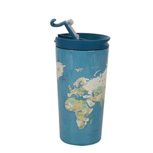 IDRINK® - Stainless steel insulated TRAVEL MUG | Thermos 350 ml 10 hours COLD 6 hours HOT (BLUE MAPS)