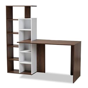 baxton studio rowan desks, white/walnut brown