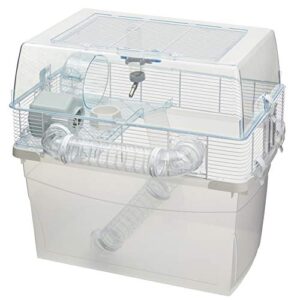 duna space gerbil & hamster cage, extra-deep 11.5-inch base promotes instinctual burrowing while containing litter & debris, includes all accessories and play tunnels, 22.6l x 18.7w x 21.5 inches