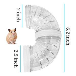 WishLotus Hamster Tubes with 2 Pipe Connection Plates, Adventure External Pipe Set Creative Transparent DIY Connection Tunnel Track to Expand Space Hamster Cage Accessories Hamster Toys (Clear)