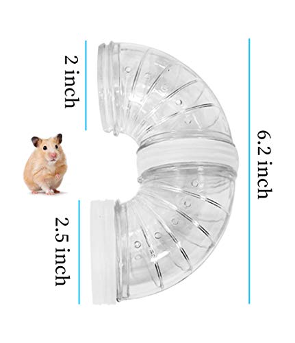 WishLotus Hamster Tubes with 2 Pipe Connection Plates, Adventure External Pipe Set Creative Transparent DIY Connection Tunnel Track to Expand Space Hamster Cage Accessories Hamster Toys (Clear)