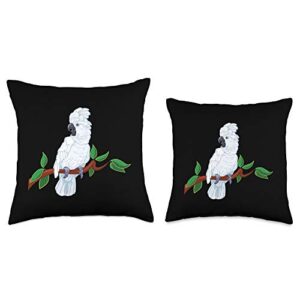 Cockatoo Parrot Designs Umbrella Cockatoo on a Branch Throw Pillow, 18x18, Multicolor