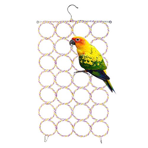 2 Packs Parrot Swing Hanging Toys, Bird Climbing Rope Net Ladders Small Medium Pet Activity Toy Suitable for Parakeet,Cockatiel,Cockatoo,Conure,Mini Macaw（Random Color ） (Style-1)