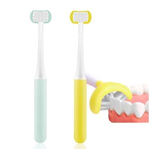 forevive 2 pieces 3 sided autism toothbrush three bristles for special needs kids soft bristles soft and gentle clean each tooth to completely cover the toothbrush