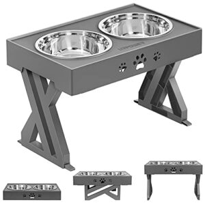 urpower elevated dog bowls adjustable raised dog bowl with 2 stainless steel 1.5l dog food bowls stand non-slip no spill dog dish adjusts to 3 heights 2.8”, 8”, 12”for small medium large dogs and cats