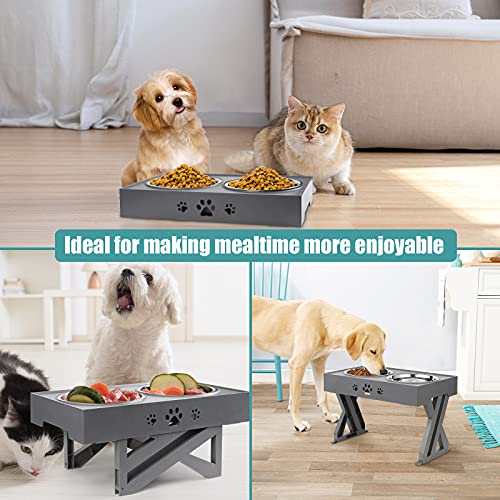 URPOWER Elevated Dog Bowls Adjustable Raised Dog Bowl with 2 Stainless Steel 1.5L Dog Food Bowls Stand Non-Slip No Spill Dog Dish Adjusts to 3 Heights 2.8”, 8”, 12”for Small Medium Large Dogs and Cats