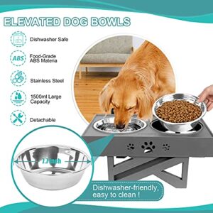 URPOWER Elevated Dog Bowls Adjustable Raised Dog Bowl with 2 Stainless Steel 1.5L Dog Food Bowls Stand Non-Slip No Spill Dog Dish Adjusts to 3 Heights 2.8”, 8”, 12”for Small Medium Large Dogs and Cats