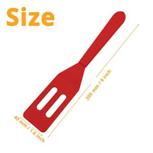 KUFUNG Mini Brownie Serving Spatula Flexible Nonstick Silicone Serve Turner Heat-Resistant Cookie Spatula Slotted Spatula for Flip Egg in Small Frying Pan Cookie Batter (Small, Red)