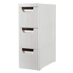 samanoya dresser storage drawer units narrow rolling storage cabinet plastic 3-drawer storage cart on wheels, standing shelf units for bathroom bedroom office kitchen living room (3-drawer), white