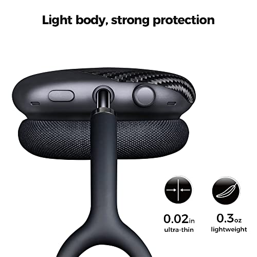 Carbon Fiber for AirPods Max Case, MONOCARBON Genuine Carbon Fiber Case for AirPods Max Headphones, with AirPods Max Covers Apple Headphone Cases Ultra Protective-Matte Black