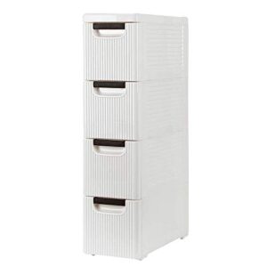 dresser storage drawer units narrow rolling storage cabinet plastic 4-drawer storage cart on wheels,standing shelf units for bathroom bedroom office kitchen living room (4-drawer)