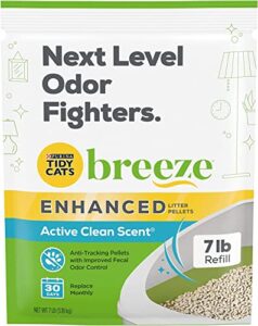 tidy cats breeze enhanced litter pellets, active clean scent, 7 lb