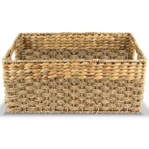 large wicker storage basket, seagrass basket, water hyacinth storage baskets for organizing bathroom, bedroom, living room & towels…