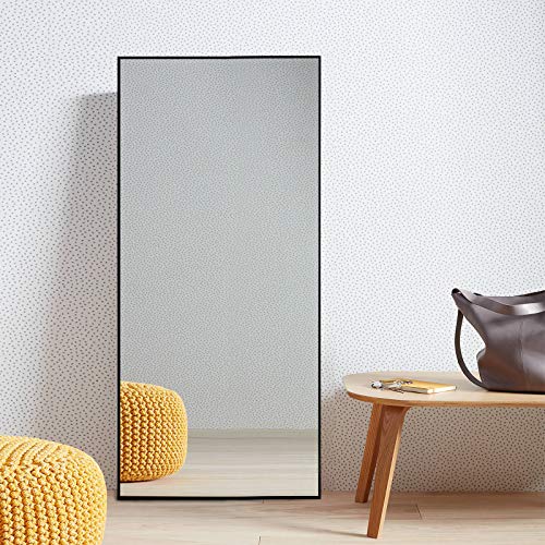 CASSILANDO Full Length Mirror 65" × 24", Floor Big Mirror,Standing Mirror, Against Wall for Bedroom,Dressing and Wall-Mounted Thin Frame Mirror (Black, 65x24)