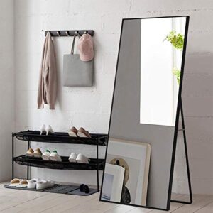 CASSILANDO Full Length Mirror 65" × 24", Floor Big Mirror,Standing Mirror, Against Wall for Bedroom,Dressing and Wall-Mounted Thin Frame Mirror (Black, 65x24)