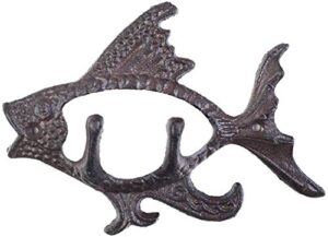 heavy duty rustic cast iron decorative wall hook kitchen living room bathroom wall decoration (fish)