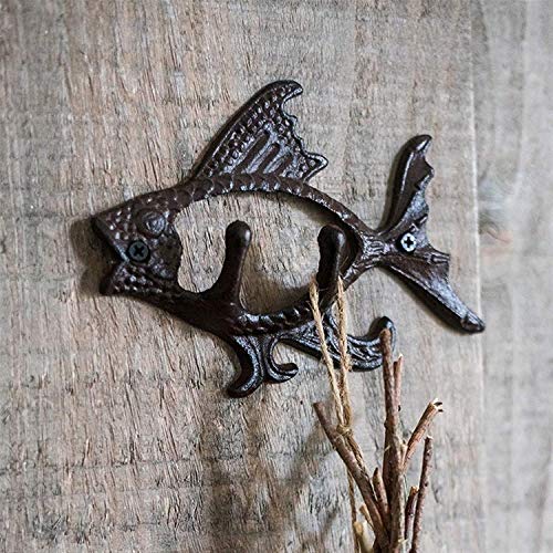 Heavy Duty Rustic Cast Iron Decorative Wall Hook Kitchen Living Room Bathroom Wall Decoration (Fish)