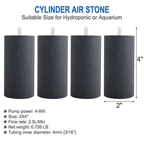 XMSound 4 Pack Large Air Stones Cylinder for Ponds, Aquarium or Fish Tank, Air Stone Diffuser Produces Fine Bubbles 4Inch X 2 Inch