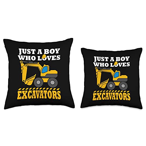 Excavator Gifts & Excavator Boys Gifts Kids Excavator Throw Pillow, 16x16, Multicolor