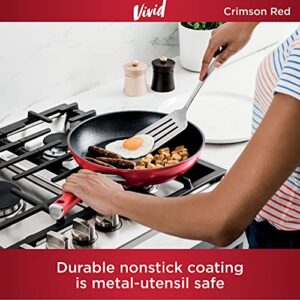 Ninja C28000 Foodi NeverStick Vivid 8-Piece Cookware Set with Lids, Nonstick, Durable & Oven Safe to 400°F, Cool-Touch Handles, Crimson Red