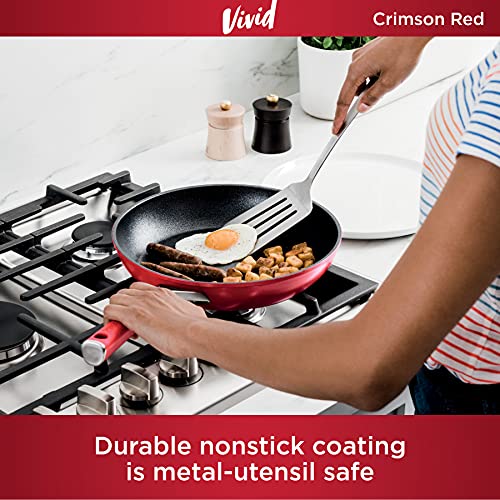 Ninja C28000 Foodi NeverStick Vivid 8-Piece Cookware Set with Lids, Nonstick, Durable & Oven Safe to 400°F, Cool-Touch Handles, Crimson Red