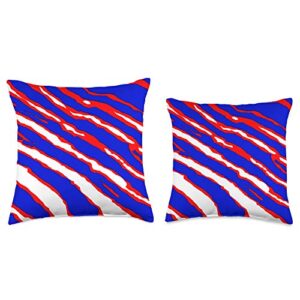 Celebrate Buffalo Buffalo NY City red White Blue Crazy Zebra Stripe 90s Retro Throw Pillow, 16x16, Multicolor