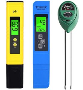 ph meter, tds ppm meter, soil ph tester, ph/ec digital kit, 3 pack