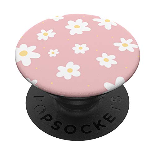 Dainty Pretty Daisy Floral Flowers Pink Background Graphic PopSockets PopGrip: Swappable Grip for Phones & Tablets