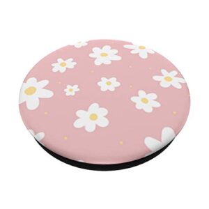 Dainty Pretty Daisy Floral Flowers Pink Background Graphic PopSockets PopGrip: Swappable Grip for Phones & Tablets